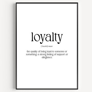 Loyalty Definition Print - Etsy UK