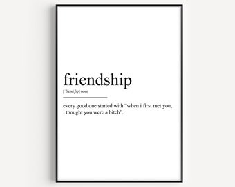 Friendship Definition Print | Gift for Friends | Friend Present | Funny ...