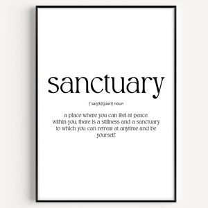 Sanctuary Definition Print - Etsy