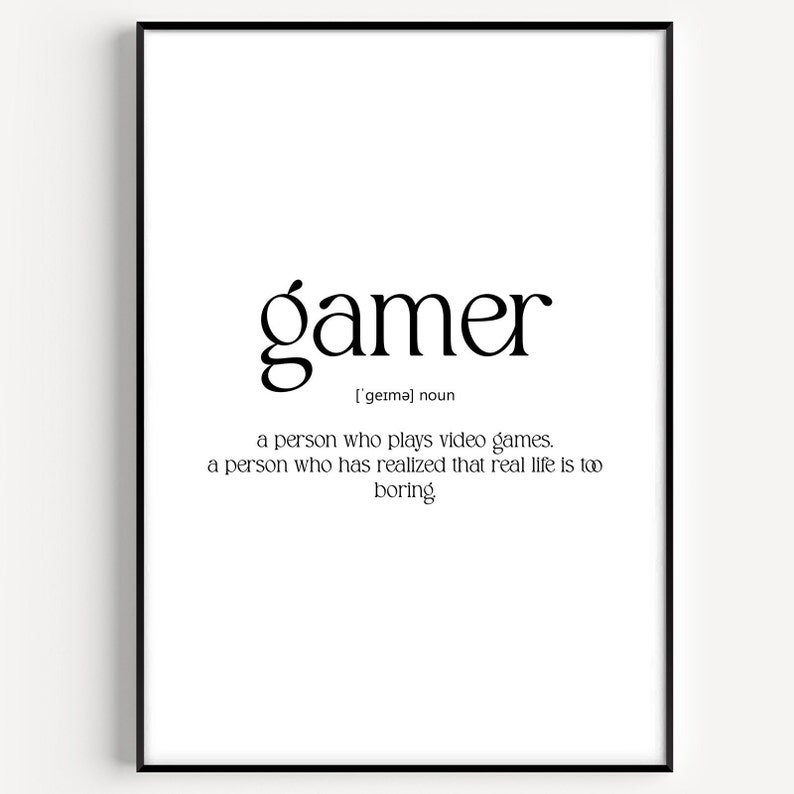 Gamer Definition Print - Etsy