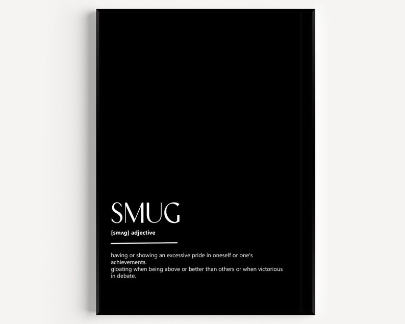 Smug Definition Print - Etsy