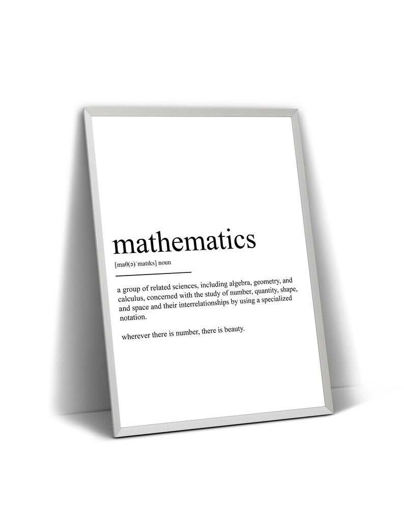 Mathematics Definition Print | Etsy