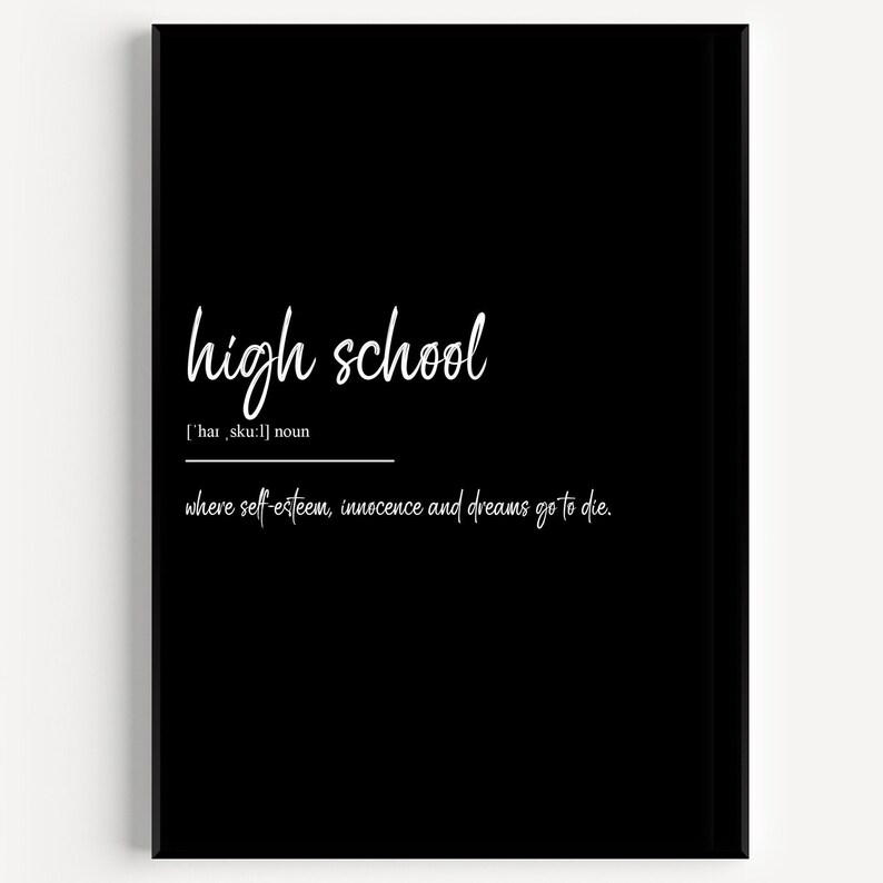 High School Definition Print - Etsy