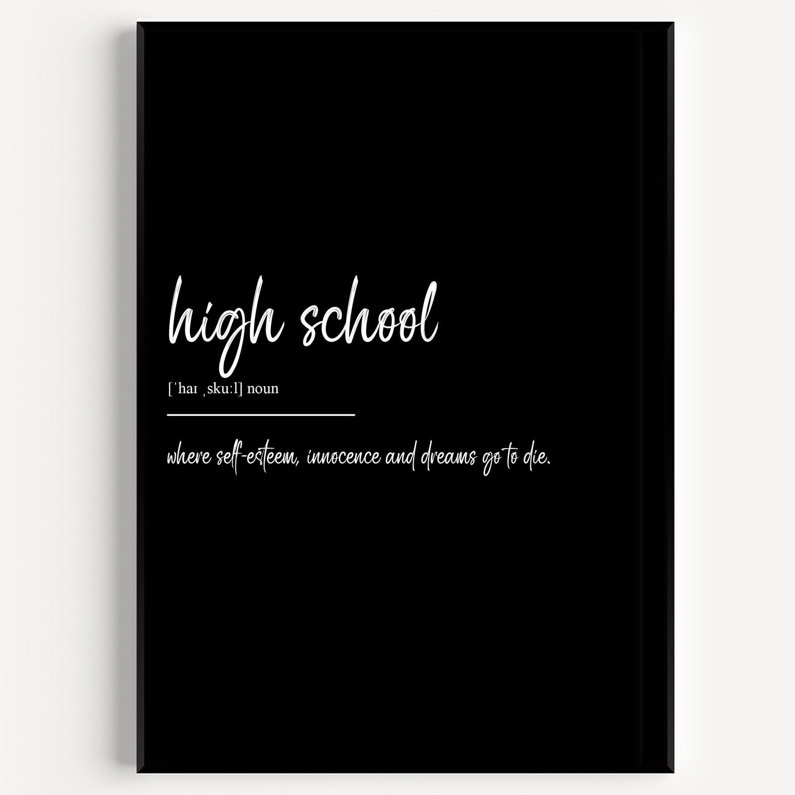 High School Definition Print - Etsy