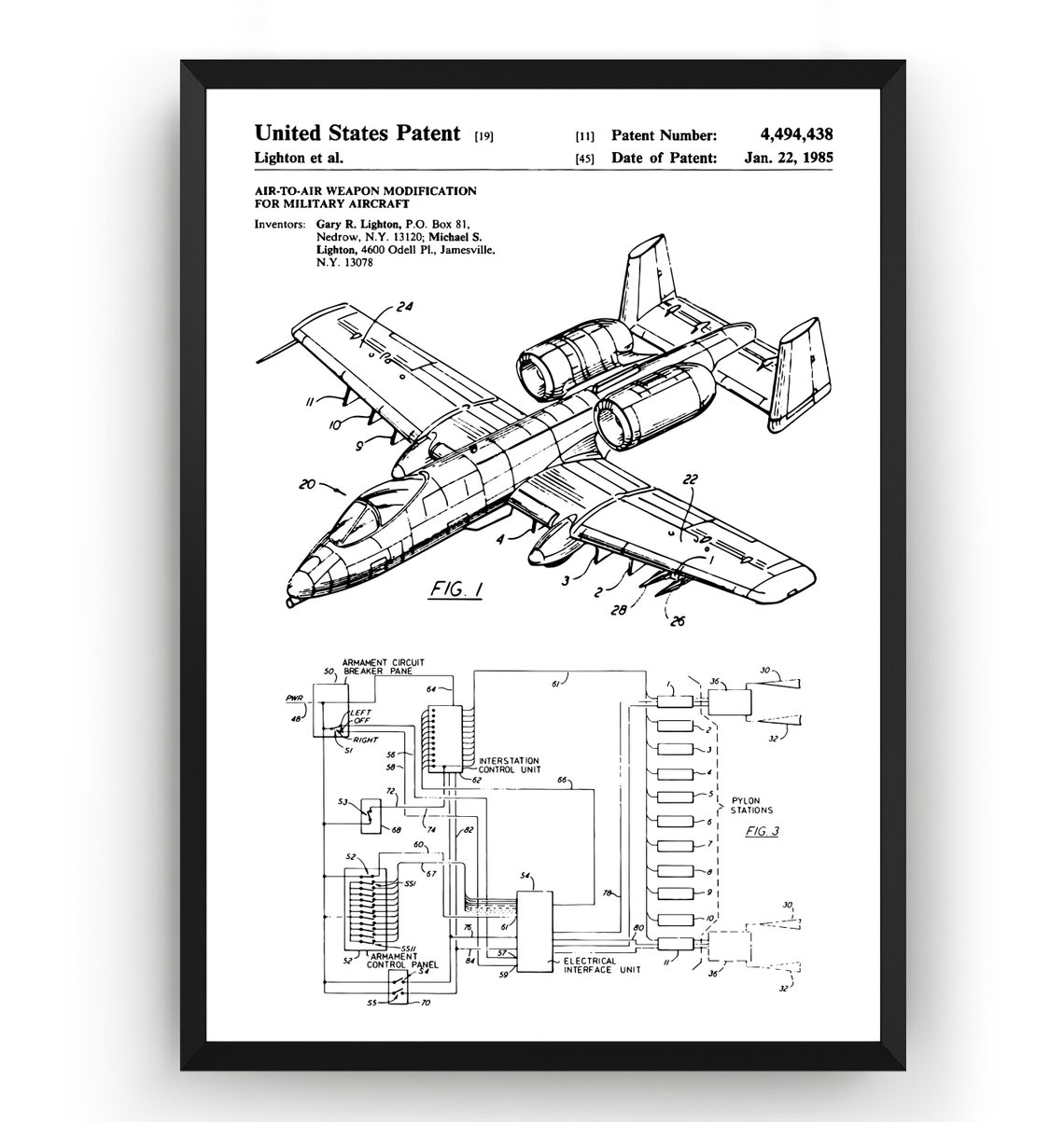A10 Warthog Aircraft 1985 Patent Print Blueprint Wall Art | Etsy