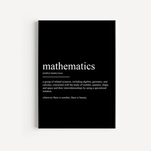 Mathematics Definition Print - Etsy UK