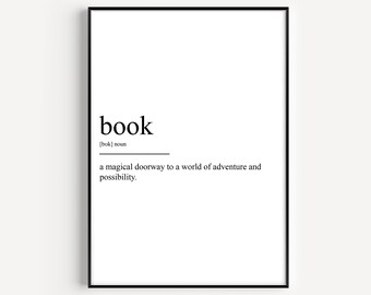 Book Definition Quote Print. Book Club Gift, Book Lover Poster ...