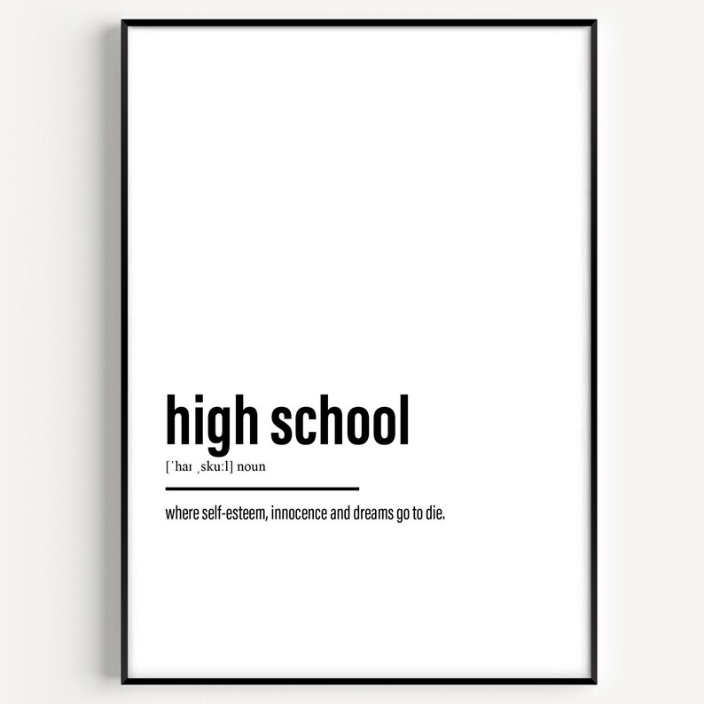 High School Definition Print - Etsy