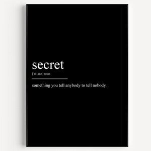 Secret Definition Print - Etsy