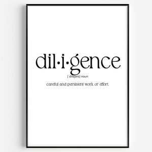 Diligence Definition Print - Etsy