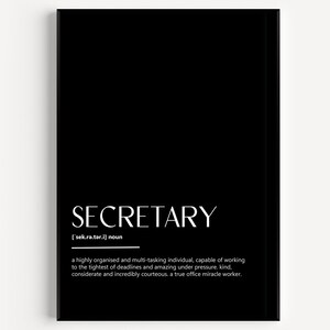 Secretary Definition Print - Etsy