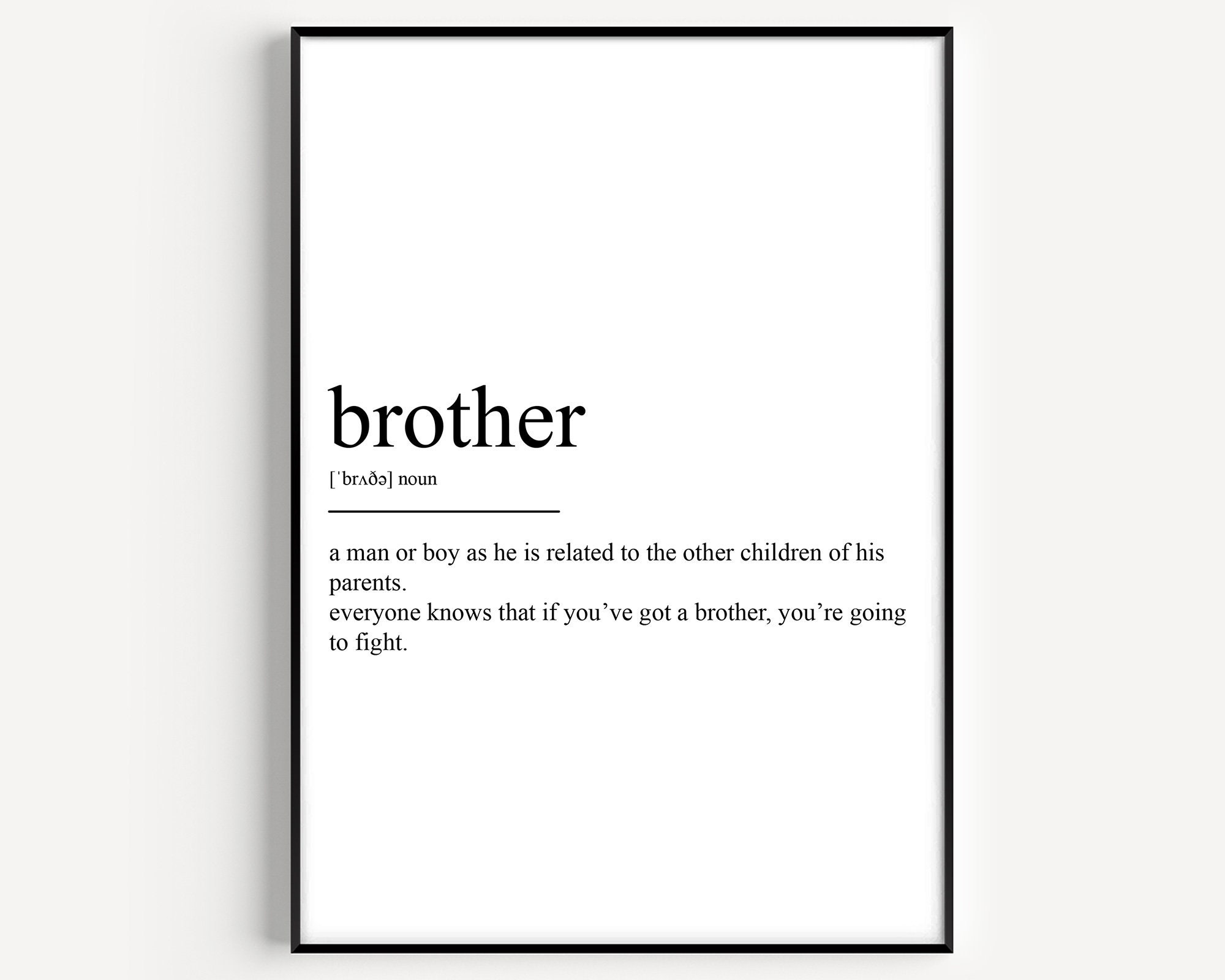 Brother Definition Print - Etsy UK