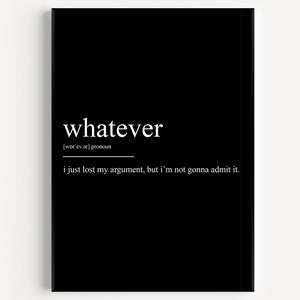 Whatever Definition Print - Etsy