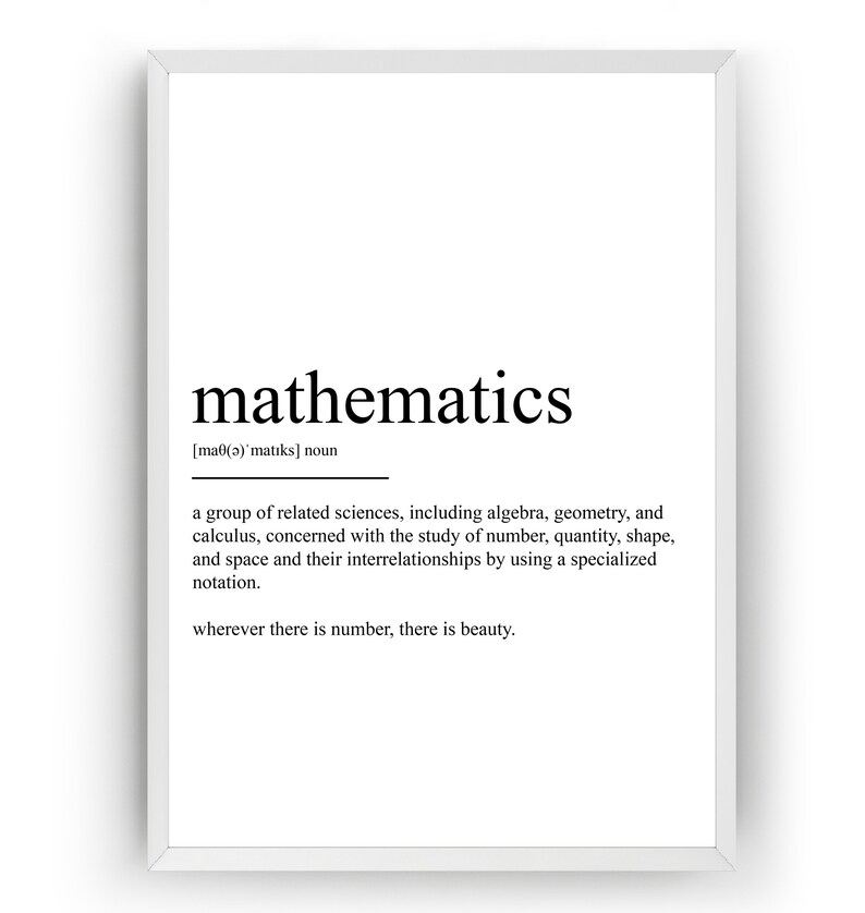 Mathematics Definition Print | Etsy