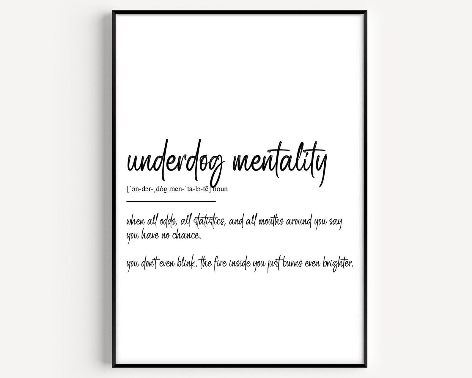 Underdog Mentality Definition Print - Etsy UK