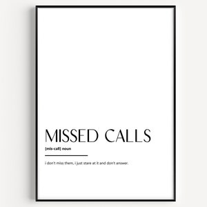 Missed Calls Definition Print - Etsy