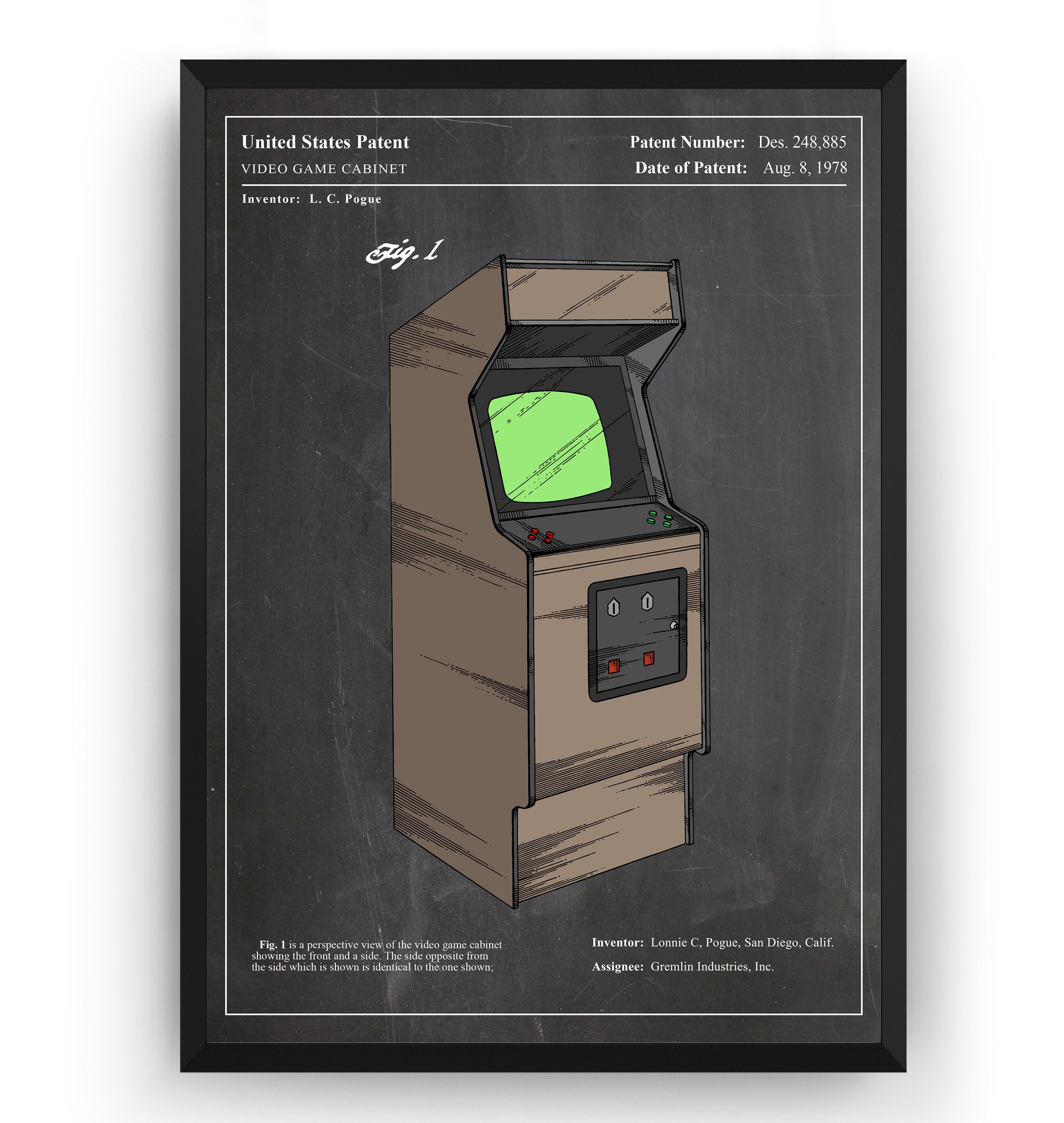 Arcade Machine Patent Print Colourised Wall Art Poster Gaming | Etsy