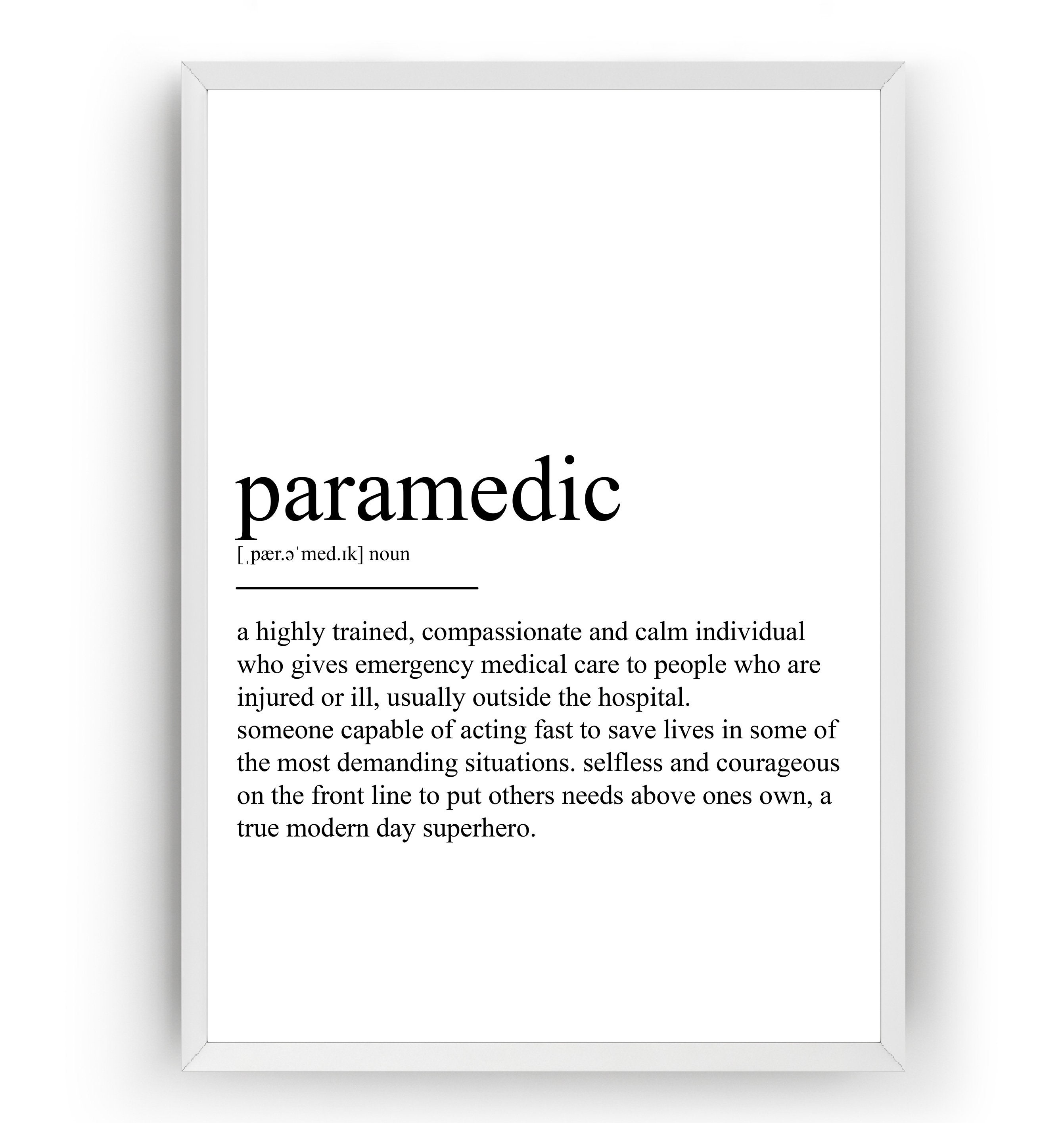 Paramedic Definition Print - Etsy