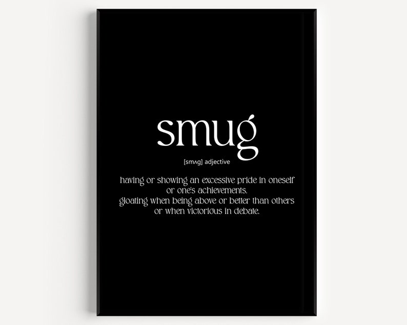 Smug Definition Print - Etsy