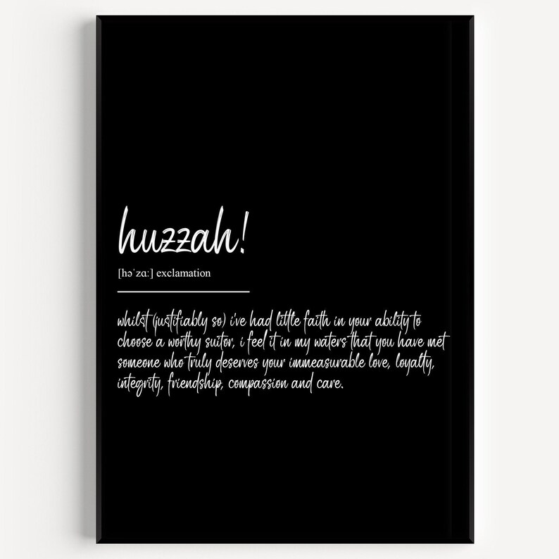 Huzzah Definition Print - Etsy