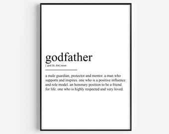 Godfather Definition Print Printable DIGITAL ART Godfather Gift for ...