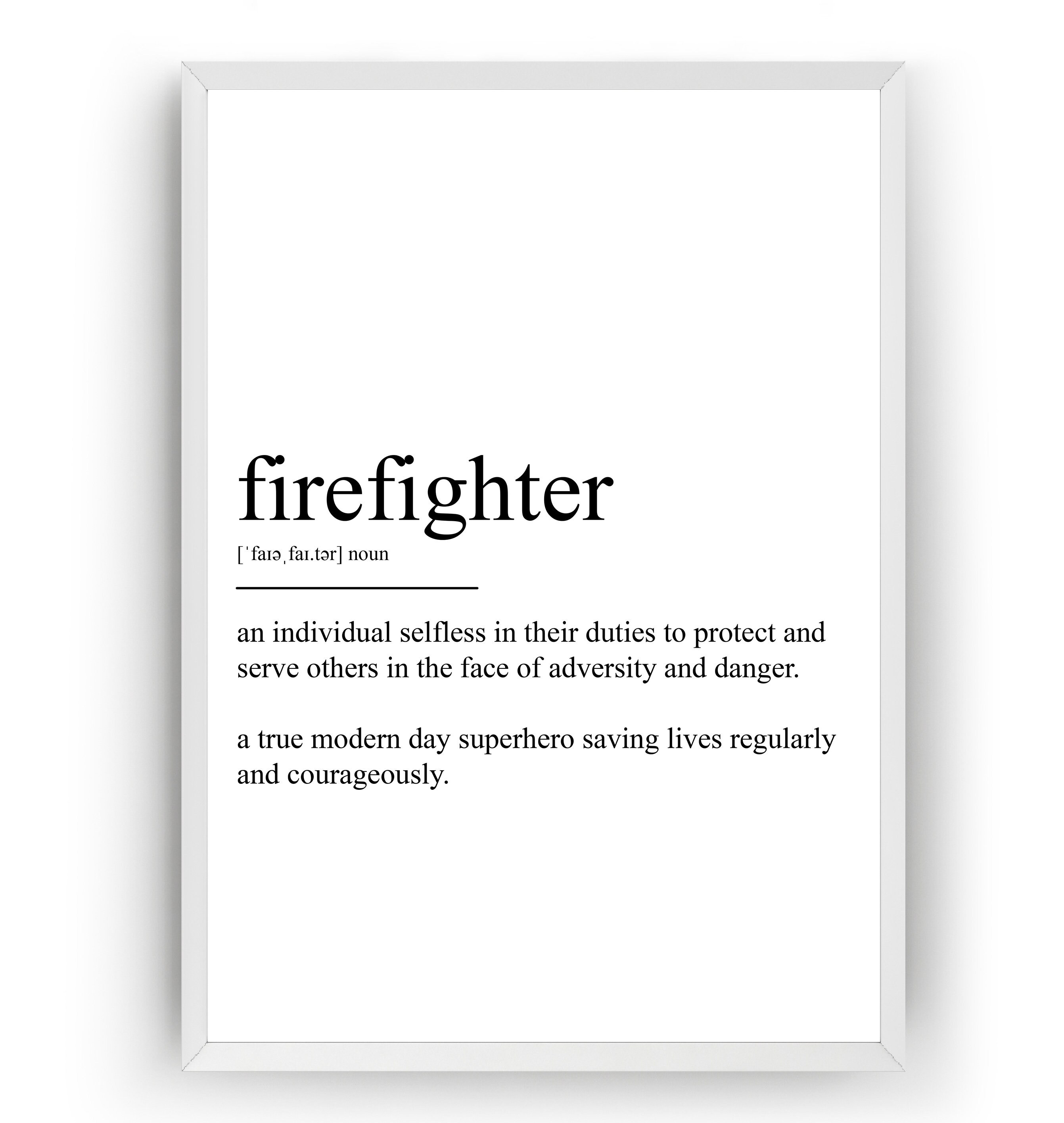 Firefighter Definition Print | Etsy