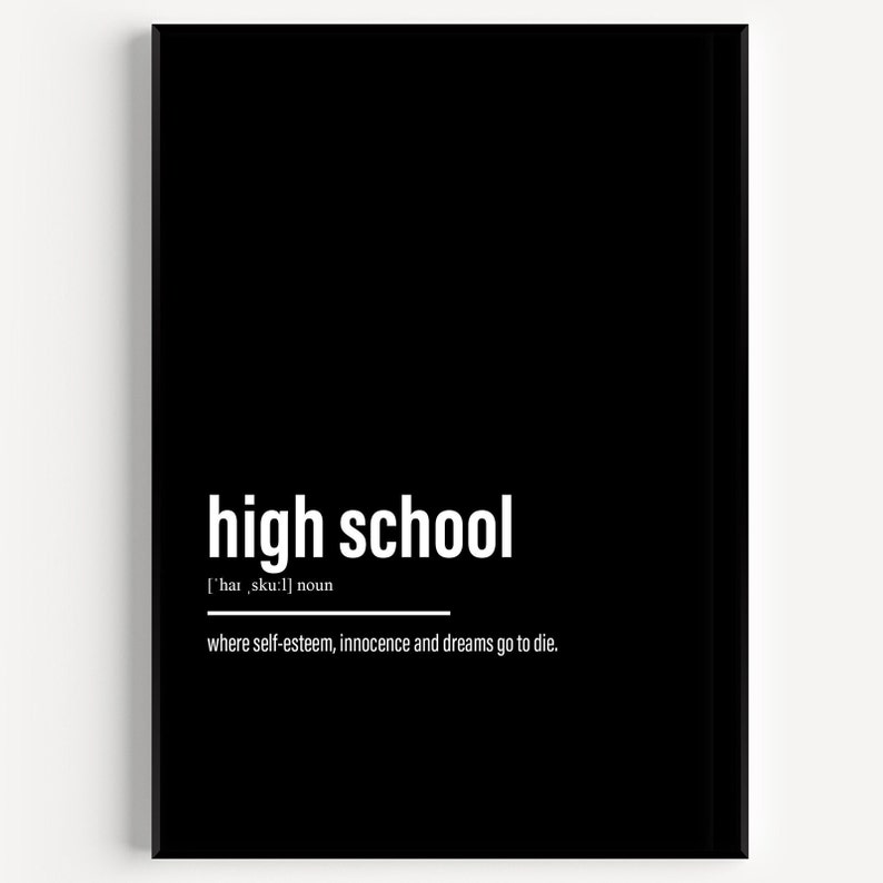 High School Definition Print - Etsy