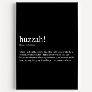 Huzzah Definition Print - Etsy