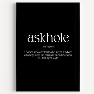 Askhole Definition Print - Etsy