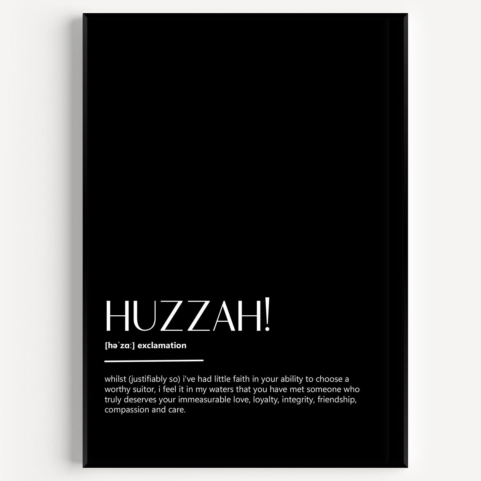 Huzzah Definition Print - Etsy