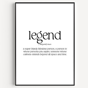 Legend Definition Print - Version 2 - Etsy