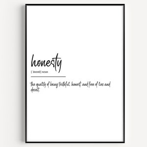 Honesty Definition Print - Etsy