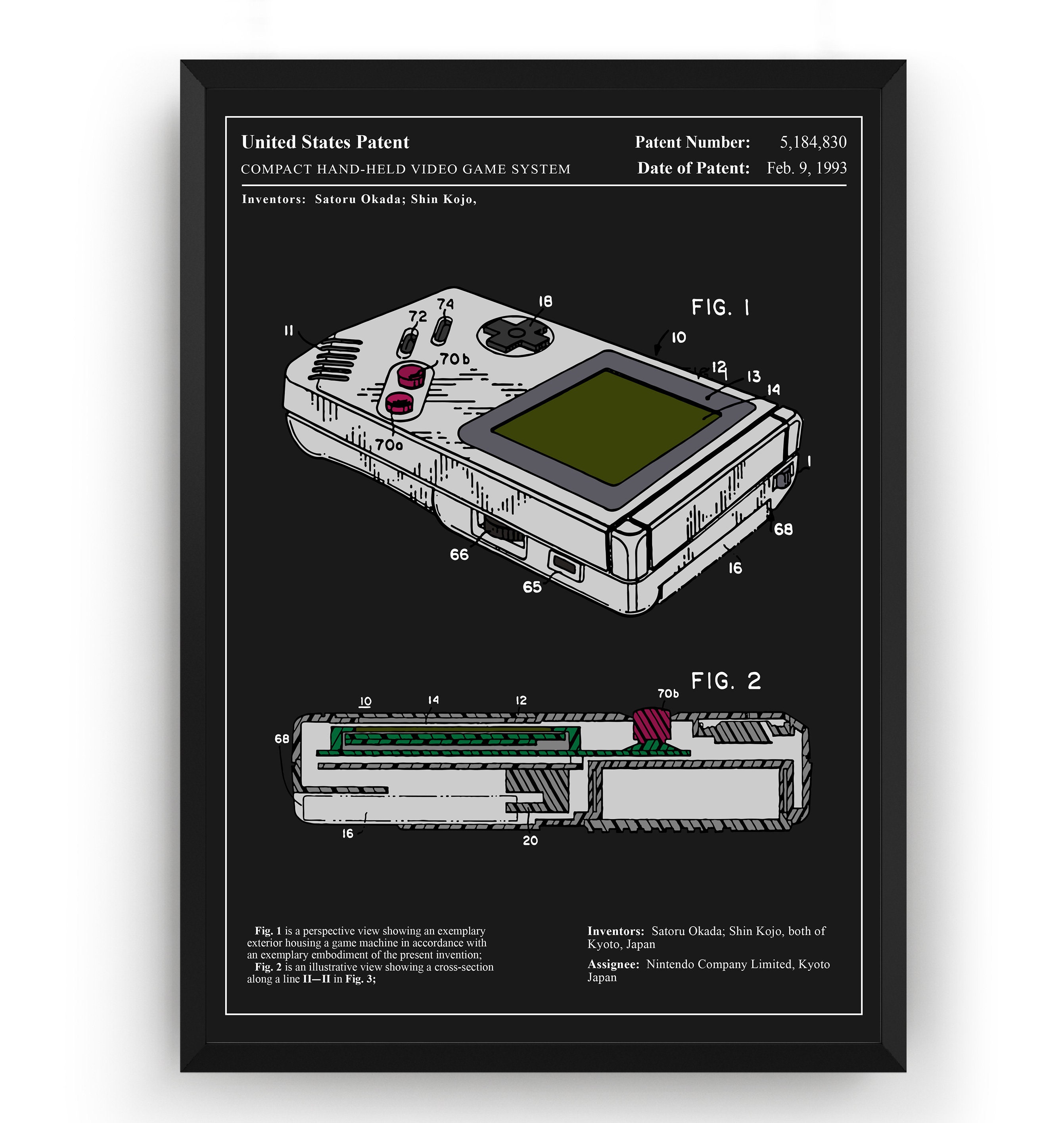 Game Boy 1993 Patent Print Colourised Gaming Wall Art Poster - Etsy