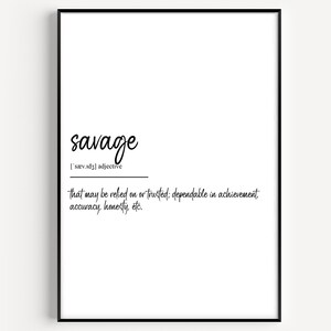 Savage Definition Print - Etsy