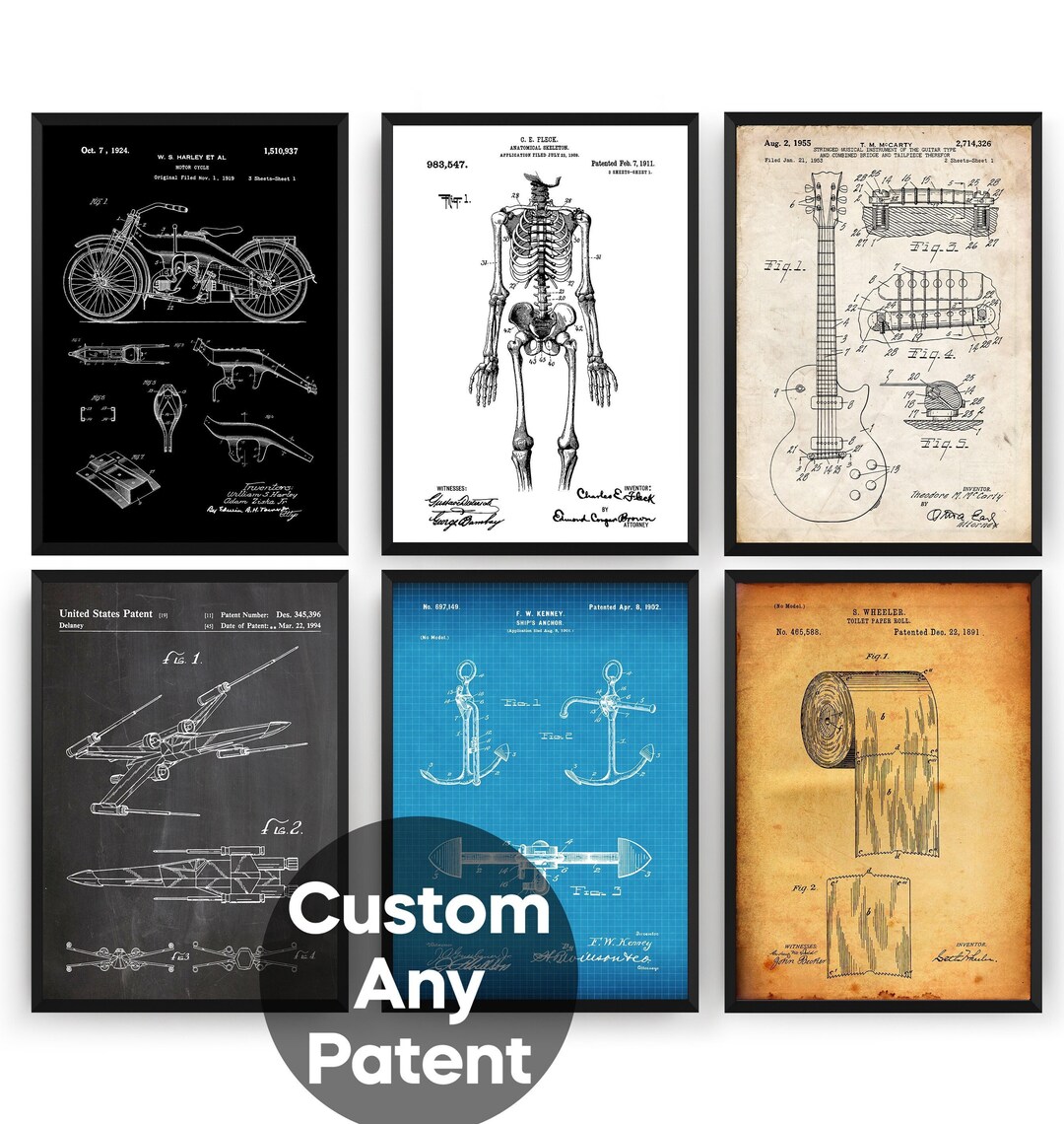 Custom Patent Print, Personalised Gift for Him, Customised Gift for Her ...