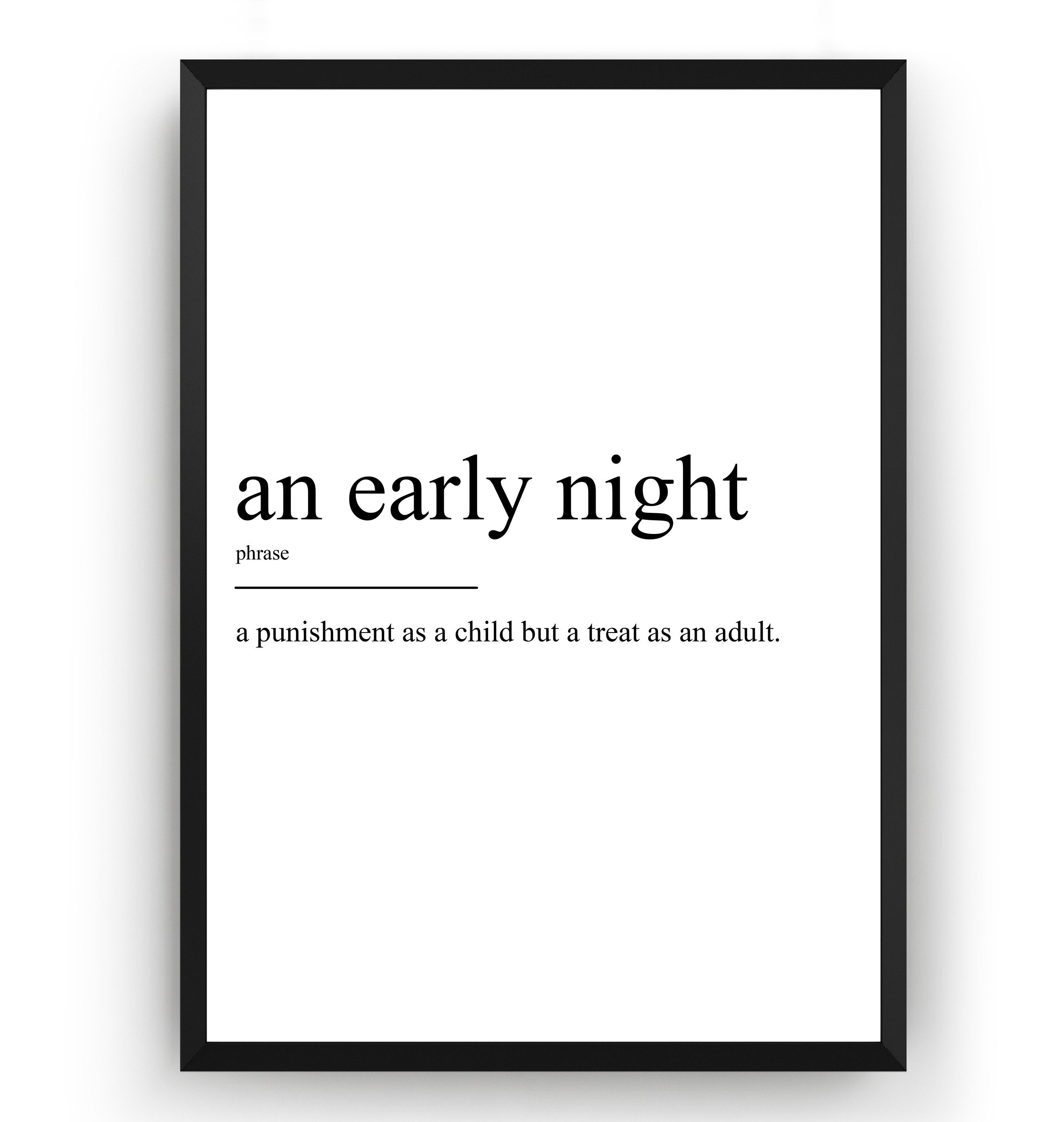 An Early Night Definition Print | Etsy