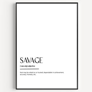 Savage Definition Print - Etsy