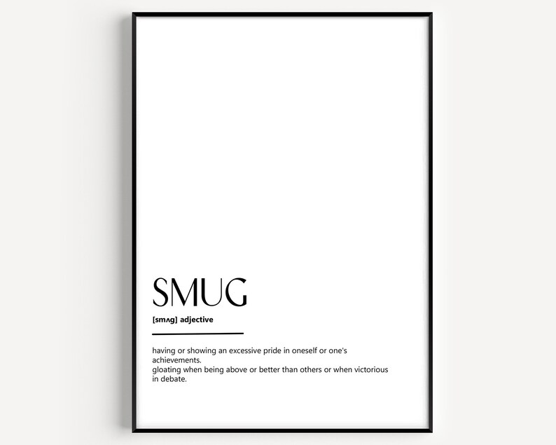Smug Definition Print - Etsy
