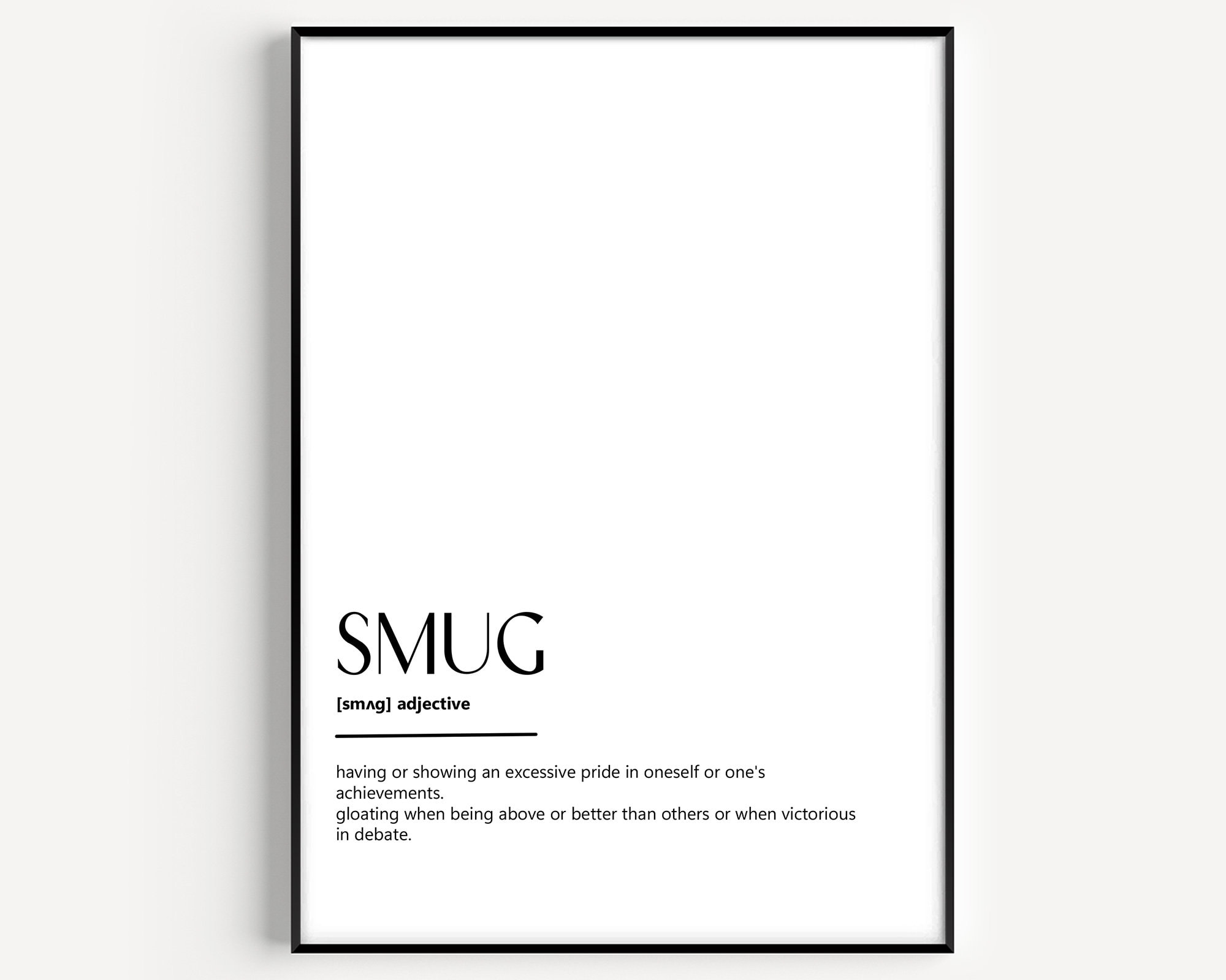 Smug Definition Print - Etsy