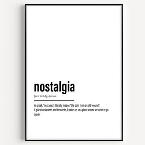 Nostalgia Definition Print - Etsy
