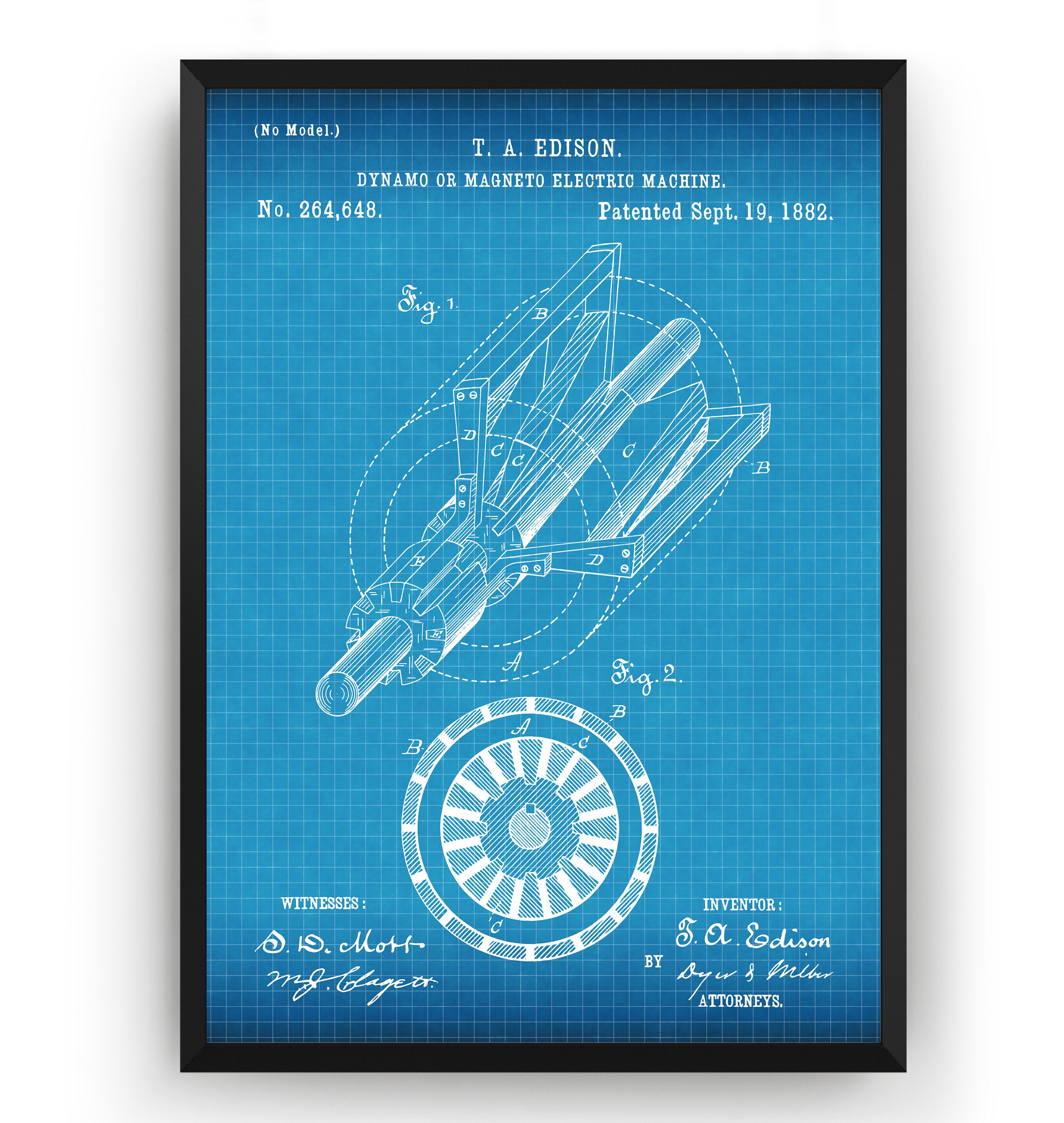 Edison Dynamo Electric Generator 1882 Patent Print Wall Art - Etsy UK