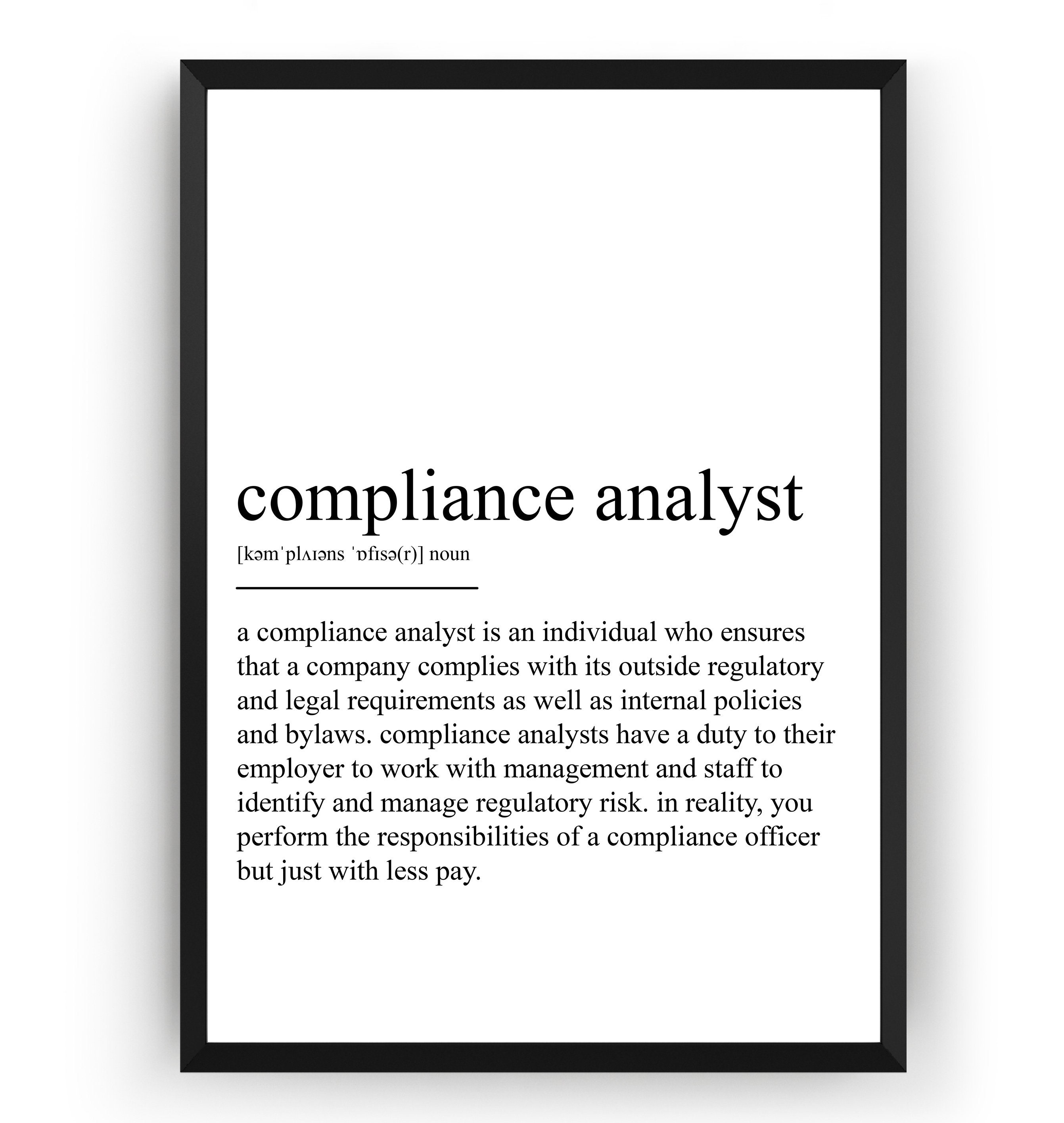 Compliance Analyst Definition Print - Etsy