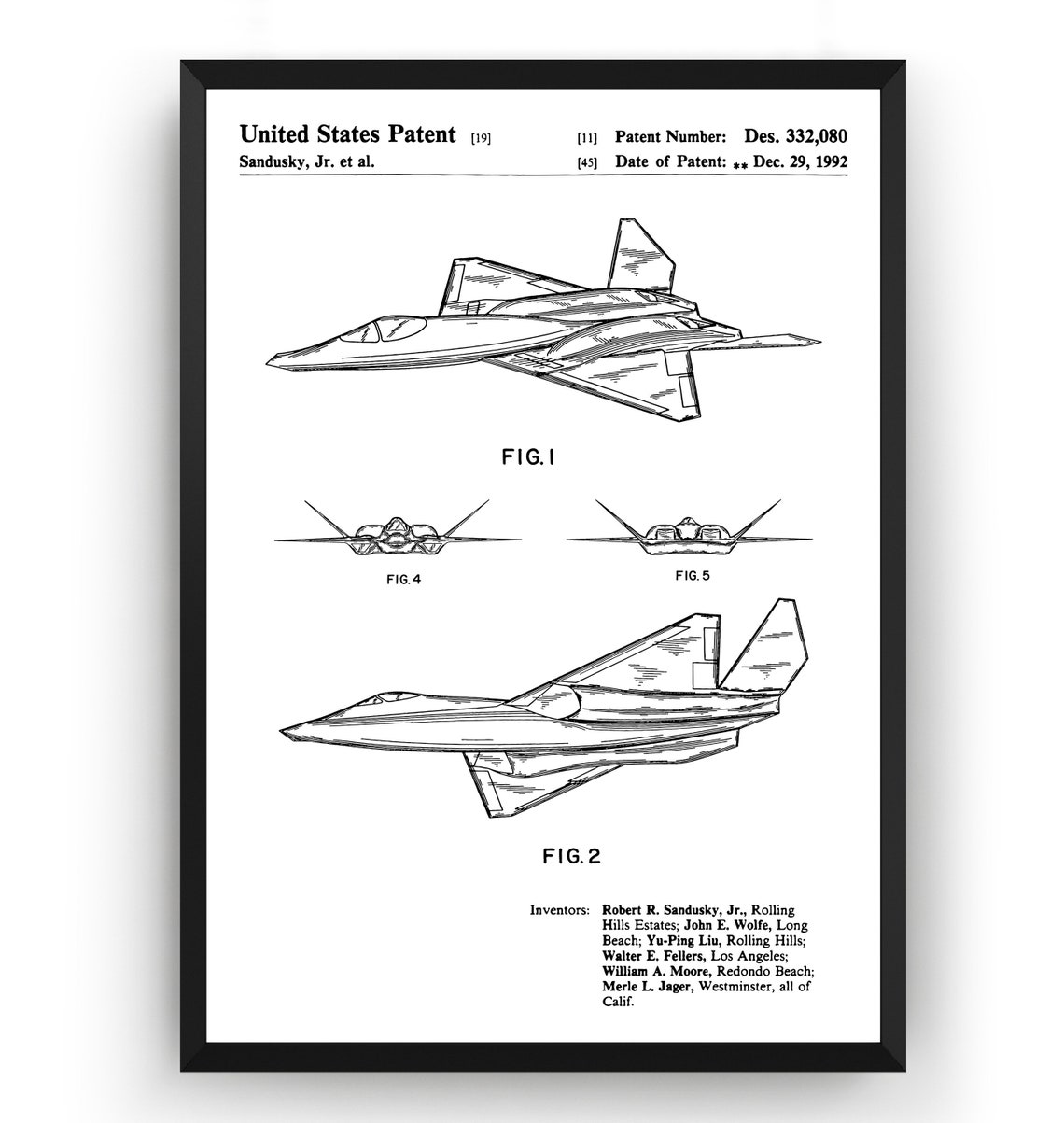 YF-23 Stealth Fighter 1992 Patent Print Wall Art Poster - Etsy