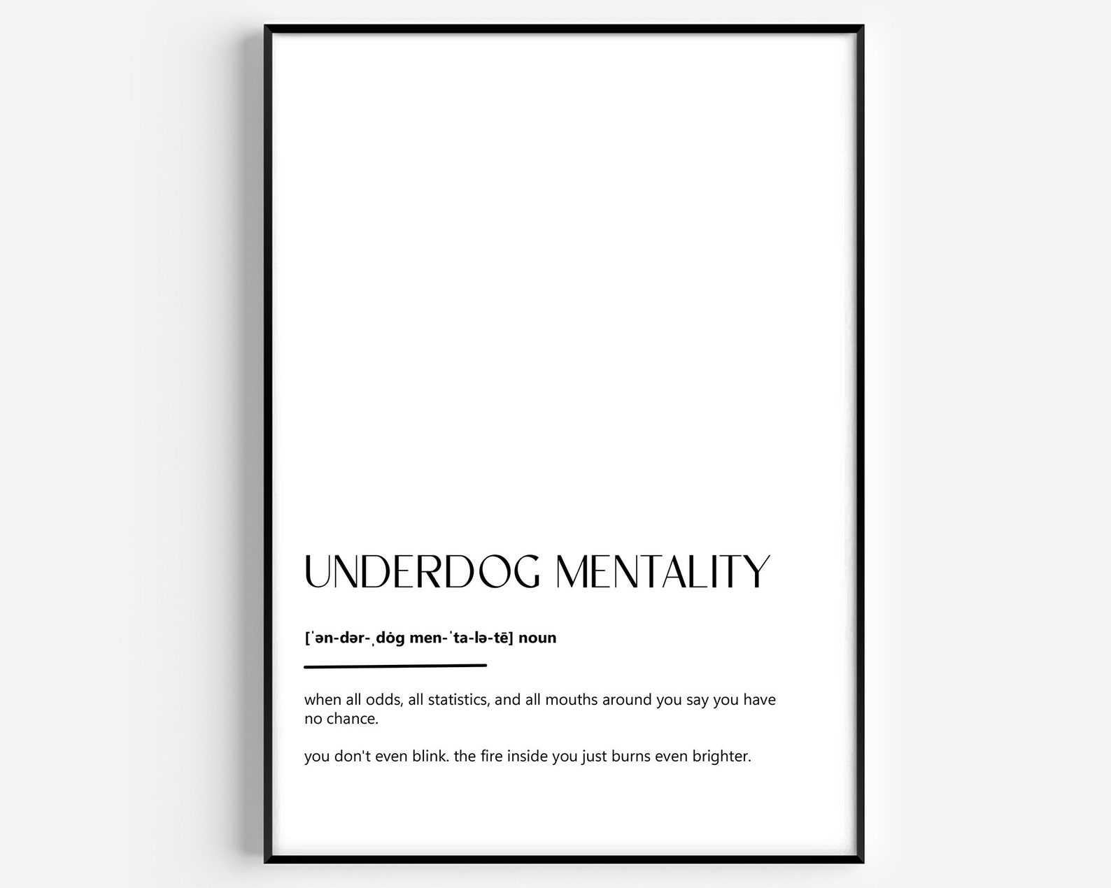 Underdog Mentality Definition Print - Etsy UK
