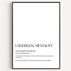 Underdog Mentality Definition Print - Etsy