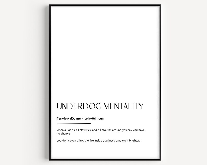 Underdog Mentality Definition Print - Etsy UK
