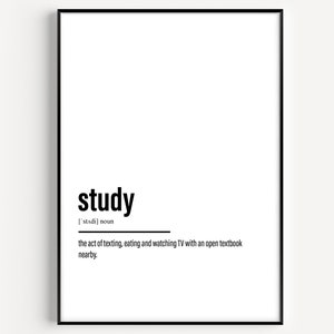 Study Definition Print - Etsy UK