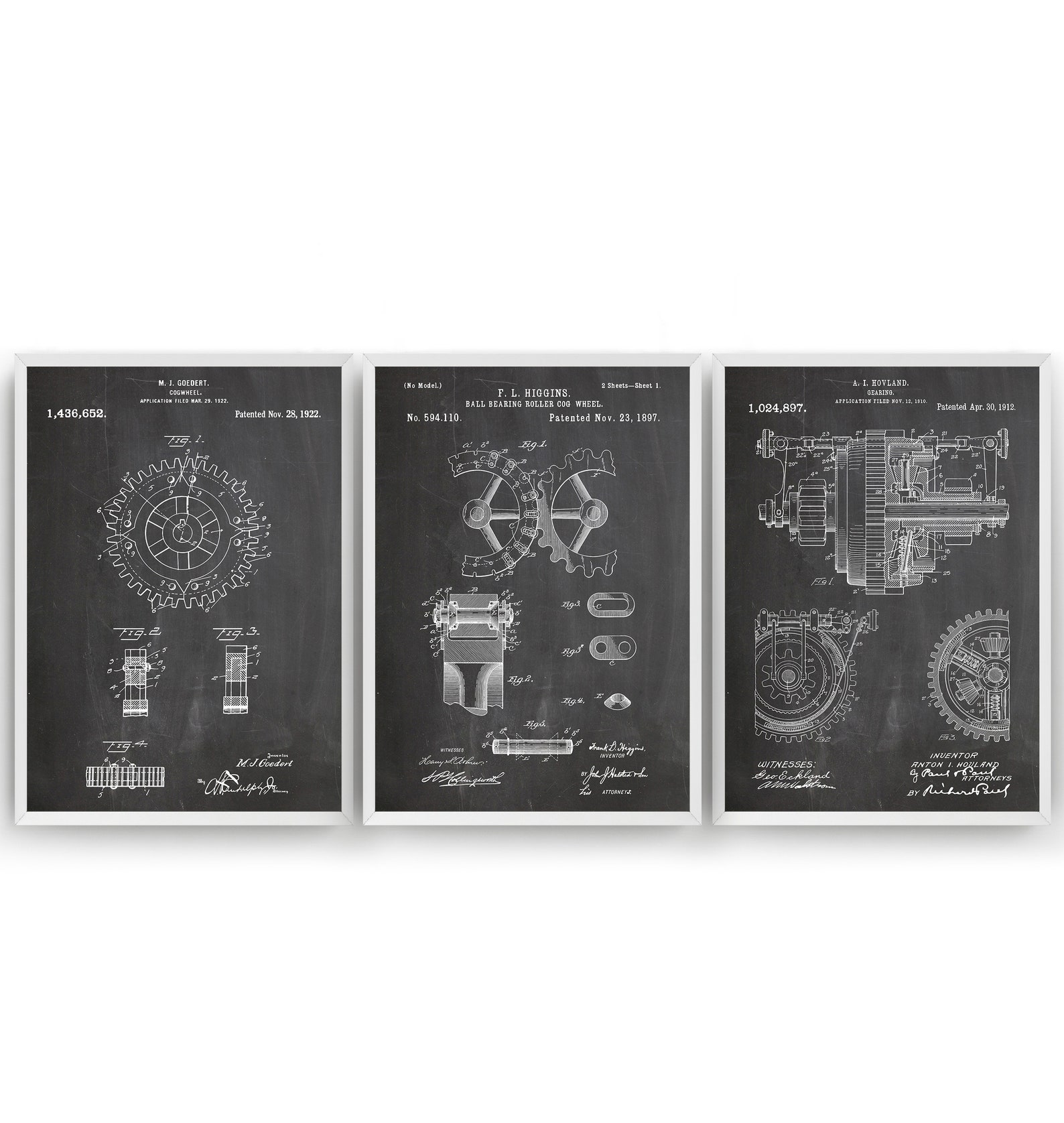 Gear Cog Set of 3 Patent Print Gearing Wall Art Poster - Etsy UK