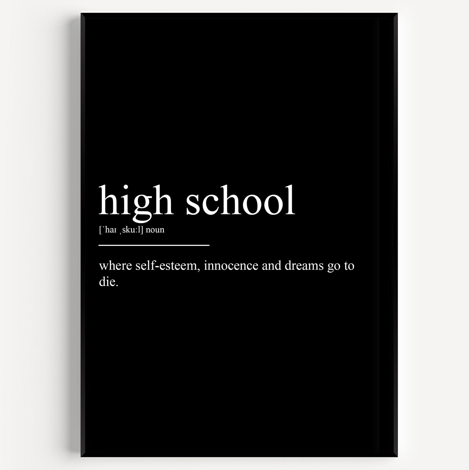 High School Definition Print - Etsy