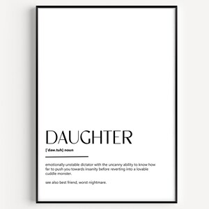 Daughter Definition Print - Version 2 - Etsy
